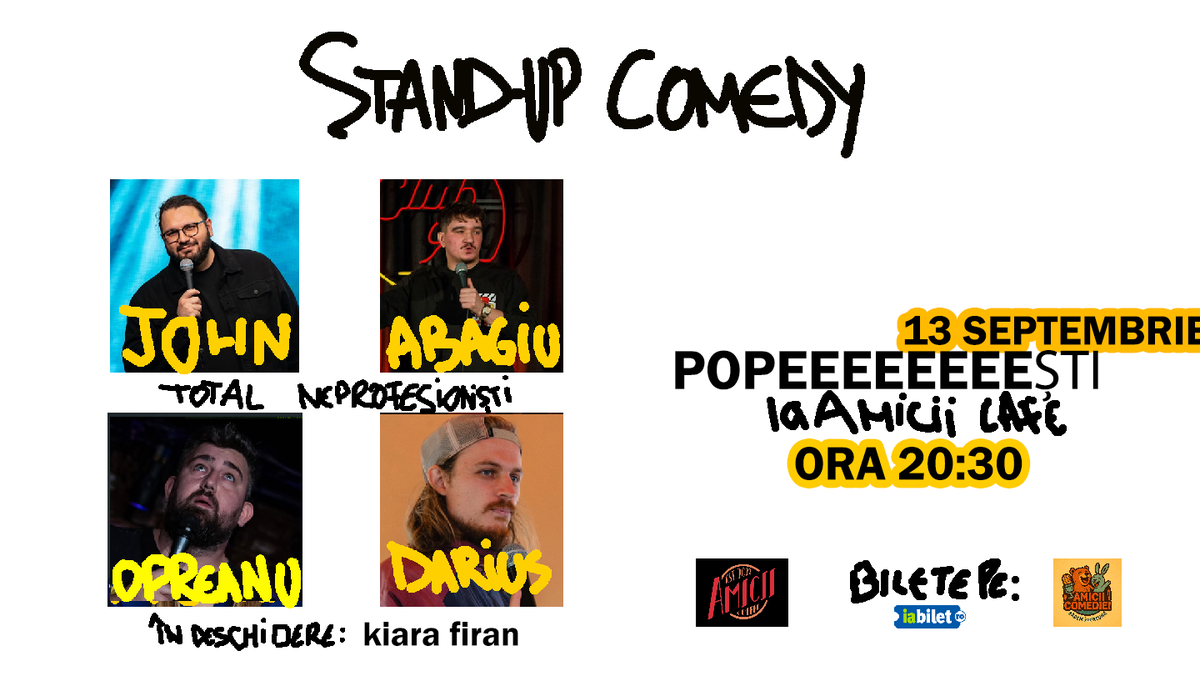 Bilete Popești Leordeni: Stand-Up Comedy cu John, Vlad Oprea, Teodor ...