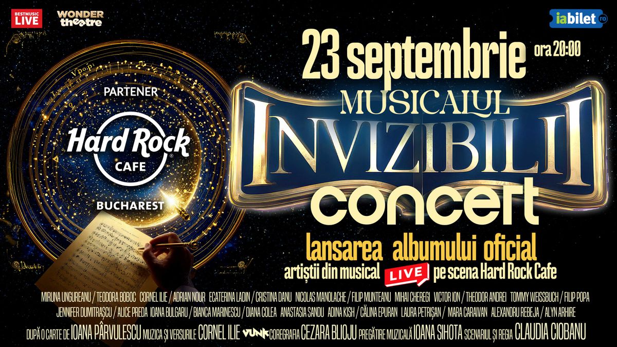 Bilete Musicalul Invizibilii - Concert - 23 sep '25, ora 20:00 - Hard Rock Cafe - iaBilet.ro
