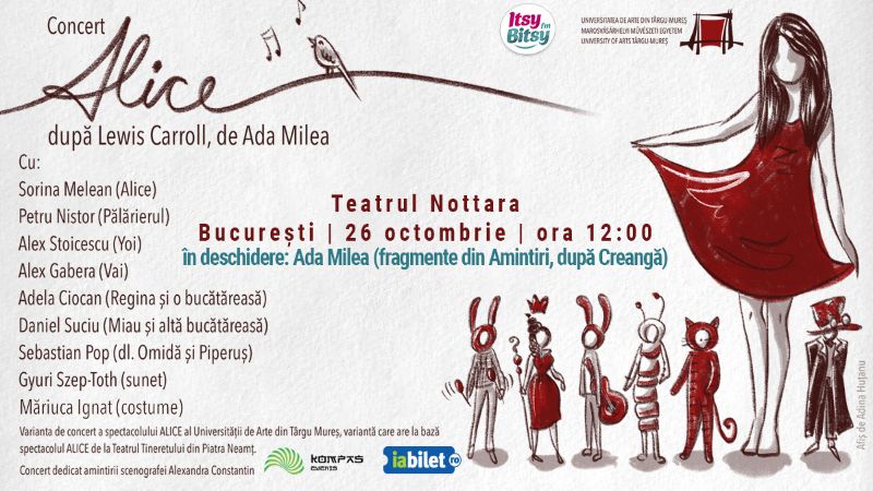 Bilete Concert Alice după Lewis Carroll, de Ada Milea - 26 oct '25, ora ...