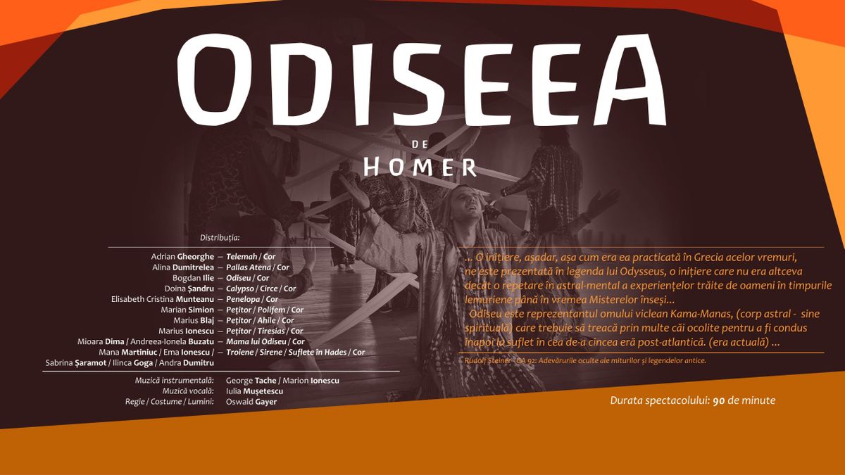 Bilete Odiseea de Homer - 18 oct, ora 19:00 - Teatrul Infinit - iaBilet.ro